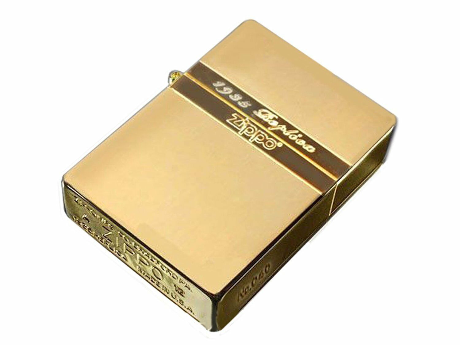 Zippo 1935 Replica Mirror Line Gold Tank Gold Plating Etching Japan ...