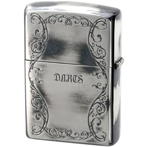 Zippo Antique Darts Wood Inlay Oxidized Silver Both Sides Etching Japan Limited Oil Lighter