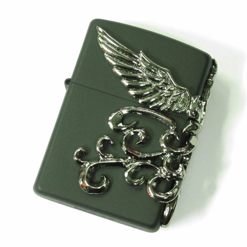 Zippo Chrome Phoenix 3-sides Metal Gold Tank Matte Black Plating Japan ...
